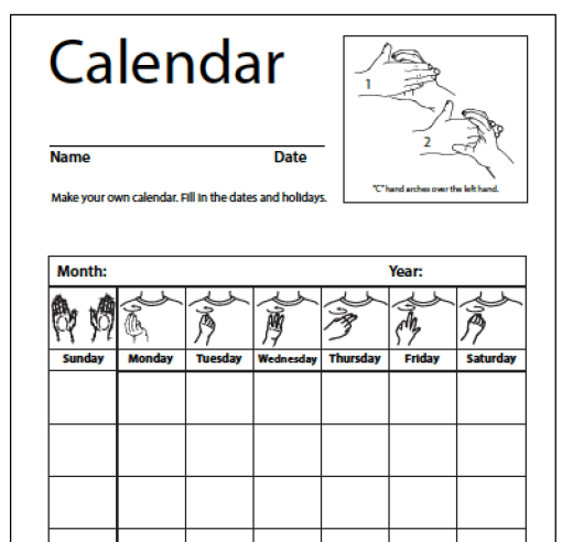 calendar ASL screen shot for ad - ASL Teaching Resources