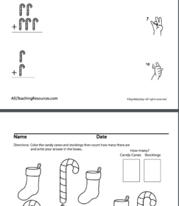 Numbers Counting Candy Canes - ASL Teaching Resources