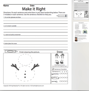 Writing Practice Make it Right - ASL Teaching Resources