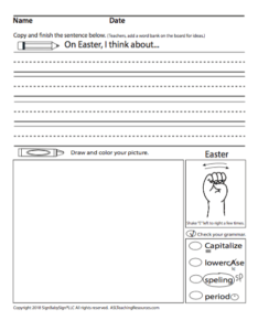 Writing Prompt - Easter - ASL Teaching Resources