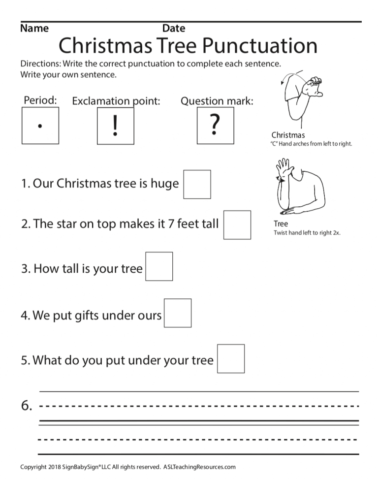 Christmas Tree Punctuation - ASL Teaching Resources