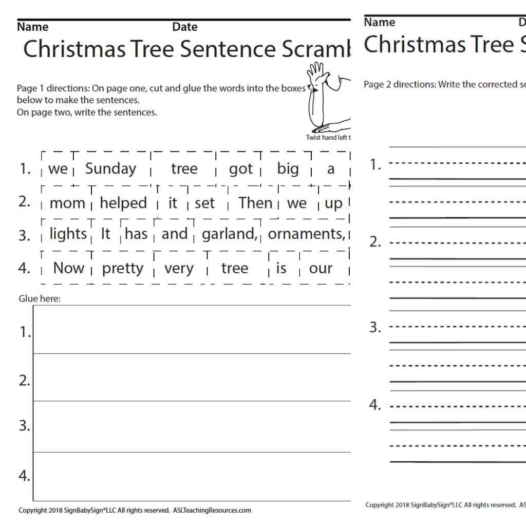 Christmas Tree Scrambled Sentences - ASL Teaching Resources