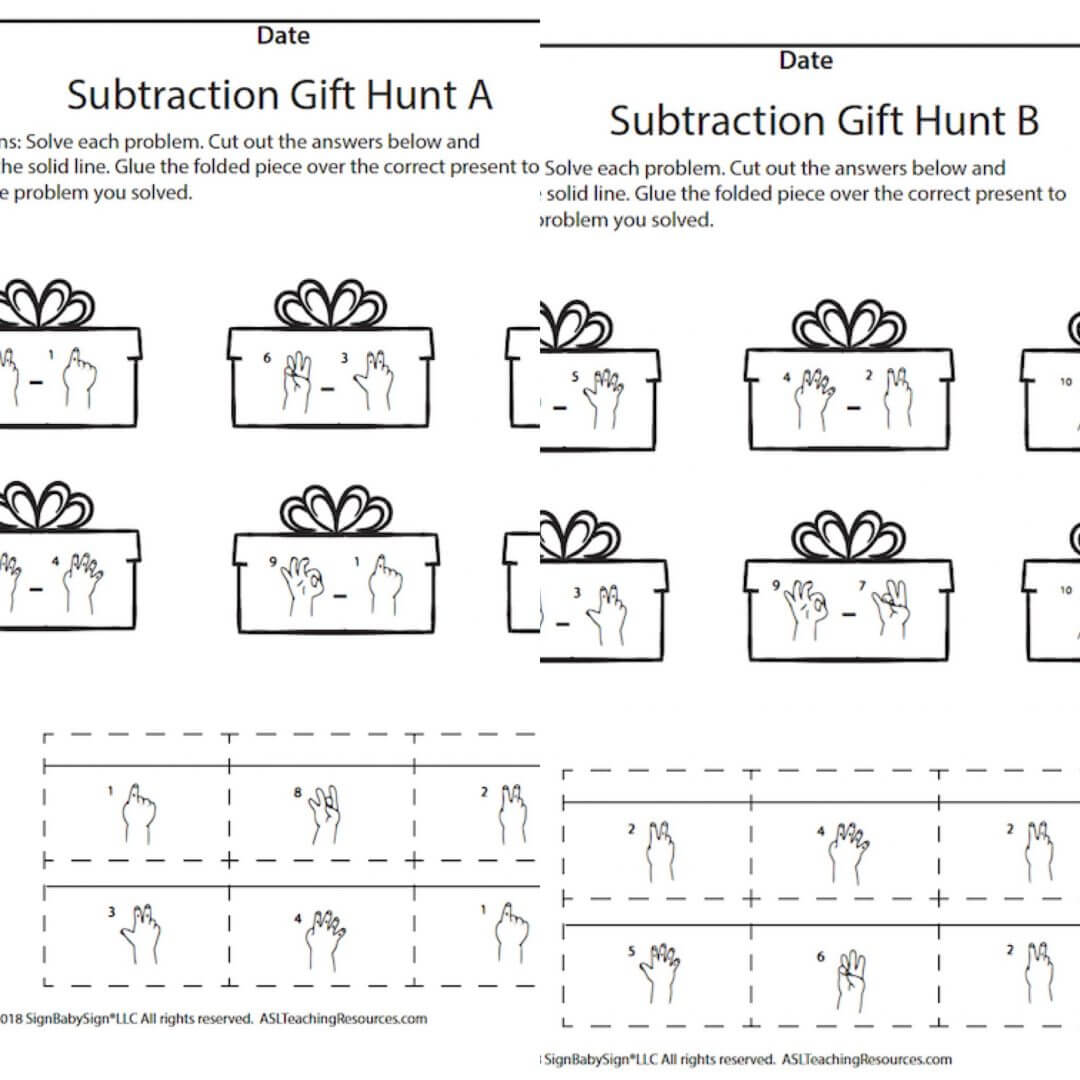 Subtraction Gift Hunt - ASL Teaching Resources