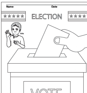 Coloring Sheet - Voting - ASL Teaching Resources