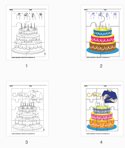 Birthday Cake ASL Puzzle - ASL Teaching Resources
