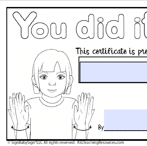 Editable Student Award - You did it - ASL Teaching Resources