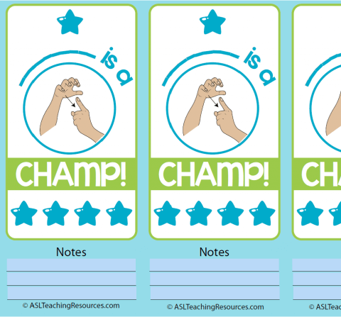 Editable Student Award - You're a champ - ASL Teaching Resources
