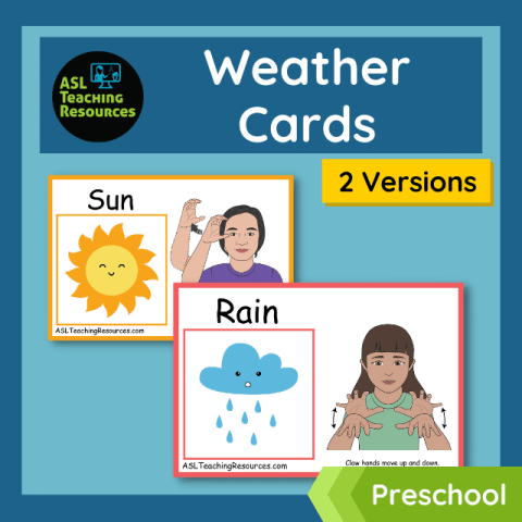 ASL Flashcards - Weather Preschool - ASL Teaching Resources
