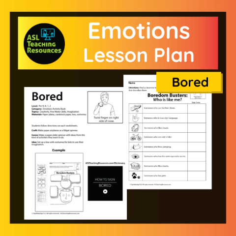 ASL Lesson Plan - Bored - ASL Teaching Resources