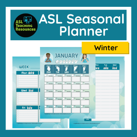 ASL Monthly Planner Editable - Winter (Undated) - ASL Teaching Resources