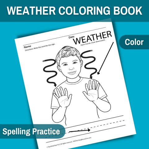 ASL Weather Coloring Sheets - ASL Teaching Resources