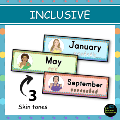 Calendar Monthly Labels - Polka Dot - ASL Teaching Resources