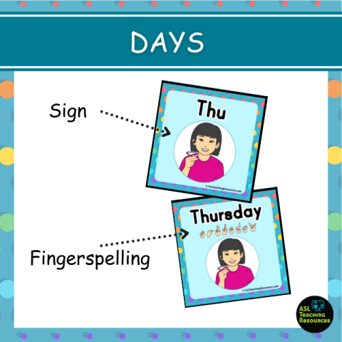 Pocket Chart Calendar Cards - Polka Dot - ASL Teaching Resources